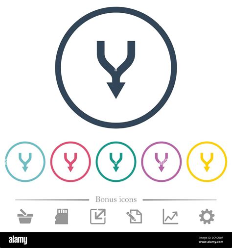 Merge Arrows Down Flat Color Icons In Round Outlines 6 Bonus Icons Included Stock Vector Image