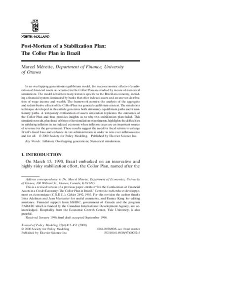 Pdf Post Mortem Of A Stabilization Plan