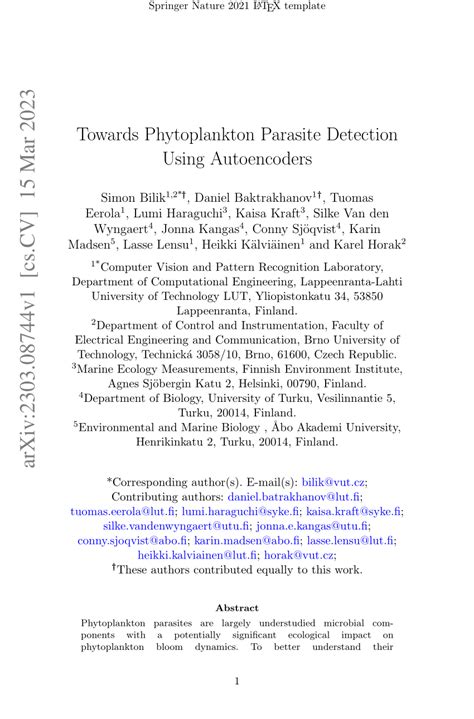 Pdf Towards Phytoplankton Parasite Detection Using Autoencoders