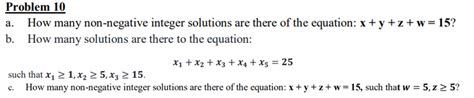 solved problem 10 how many non negative integer solutions