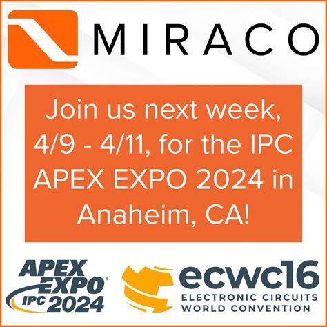 Miraco Inc On Linkedin Miracoinc 2024apexexpo Ecwc16