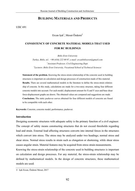 Pdf Consistency Of Concrete Material Models That Used For Rc Buildings