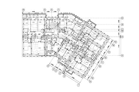 Detailed Architectural Multistory Building Floor Plan Apartment Layout
