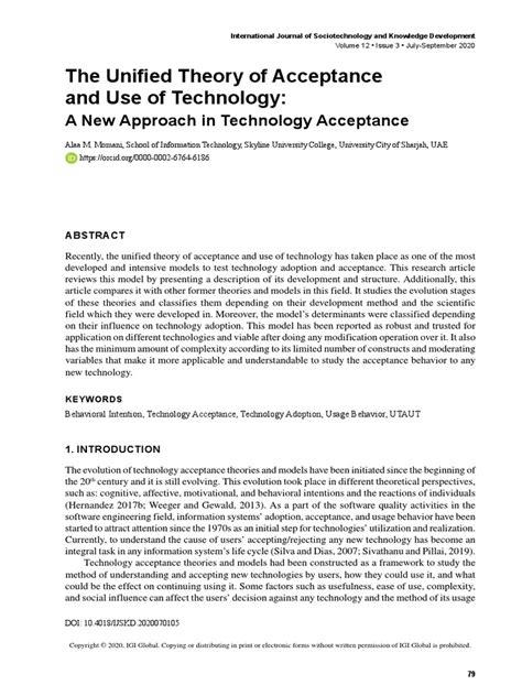 The Unified Theory Of Acceptance And Use Of Technology Pdf Attitude