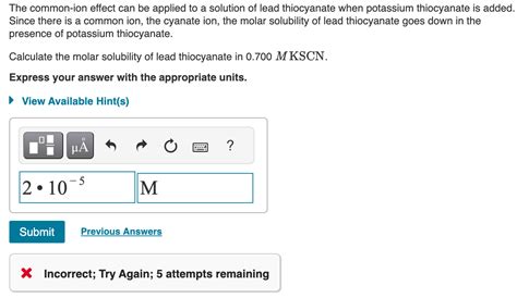 Solved The Common Ion Effect Can Be Applied To A Solution Of