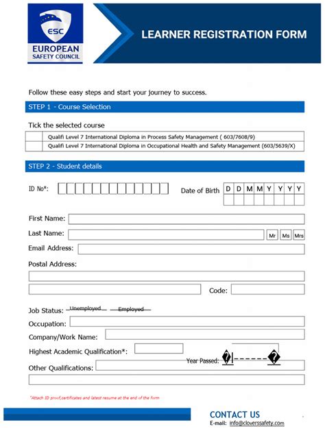 Learner Registration Form Ohsm Level 7 Pdf Learning Diploma