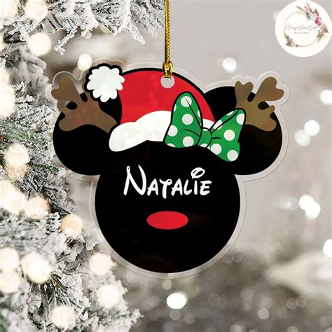 Personalized Mickey Minnie Ears Disney Christmas Ornament Disney Christmas Ornament Bafud