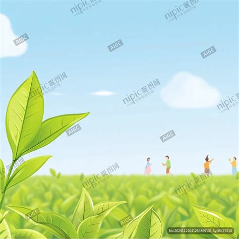 Ai创作图采茶节合影响装饰背景 手绘茶园插画 茶园风景插画 茶园风光插画 手绘线条采茶叶 采茶叶插画 茶田插画 悠闲草地插画 蓝天绿草插画 茶园背景图 草地场景插画 茶叶茶园手绘 田园茶叶插画