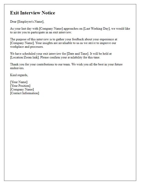 Letter Template For Exit Interview Invitation Free Samples In PDF Letterin