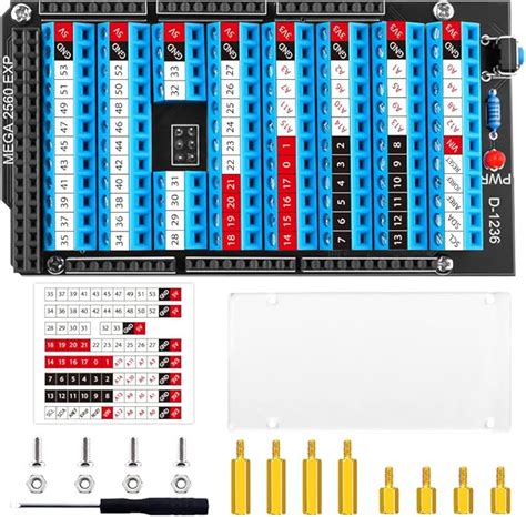 Geeekpi Mega 2560 R3 Terminal Block Breakout Board Hat With Reset Button And Led Indicator Gpio