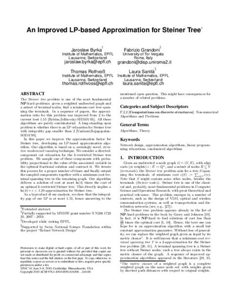 Pdf An Improved Lp Based Approximation For Steiner Tree