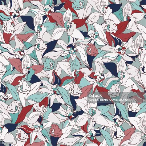 팝 아트 스타일의 밝은 트로피컬 플로럴 프린트 패브릭 섬유 및 종이를 위한 매끄러운 빈티지 플로럴 배경 공단에 대한 스톡 벡터 아트 및 기타 이미지 Istock