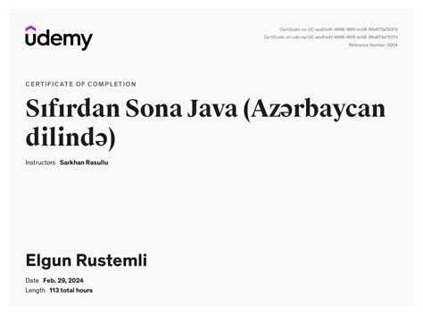 Elgun Rustemli On Linkedin Udemy Course Completion Certificate