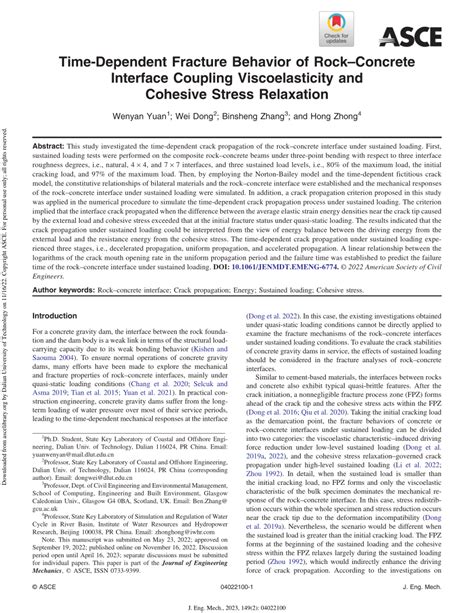 pdf time dependent fracture behavior of rock concrete interface