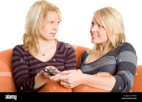 Girls With Remote Stock Photo Alamy