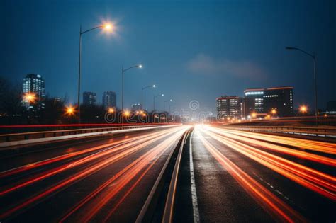 Night City Traffic Blurred Cars Long Exposure Lights Evening Highway
