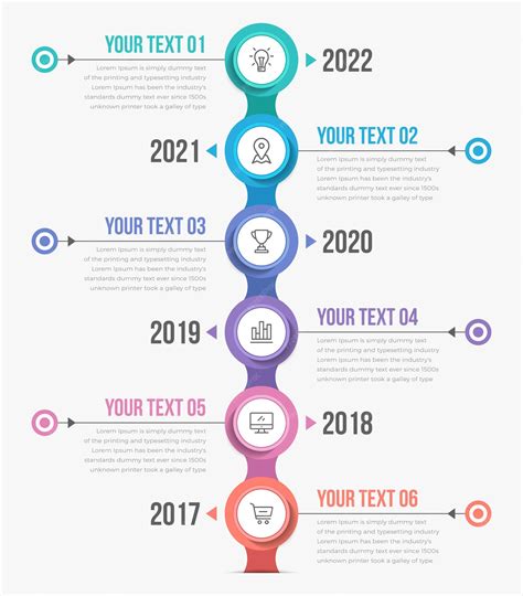 수직 타임 라인 인포 그래픽 프리미엄 벡터