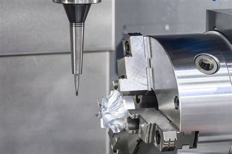 The 4 Axis Cnc Milling Machine Cutting The Turbocharger Part With Solid Ball Nose End Mill Tool