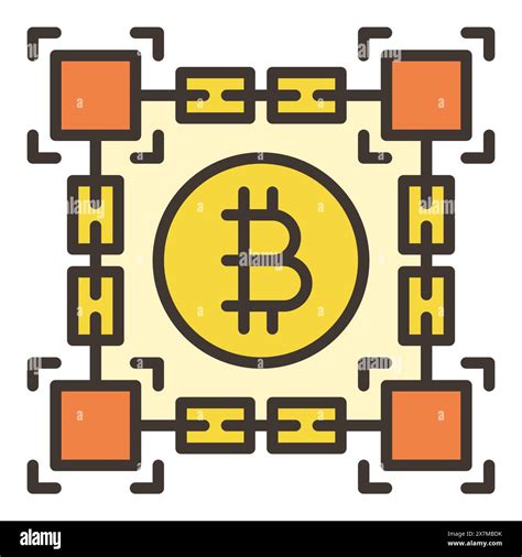 Bitcoin Inside Blockchain Vector Decentralized Cryptocurrency Concept Colored Icon Or Design