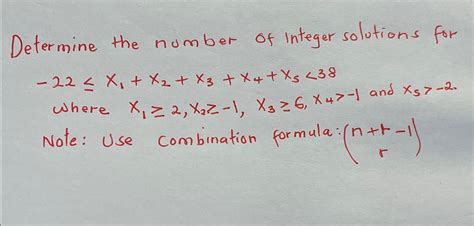Solved Determine The Number Of Integer Solutions For