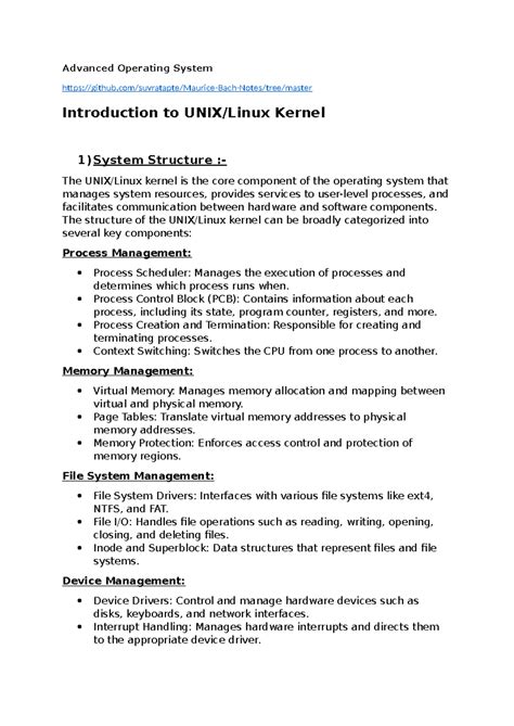 Advanced Operating System Chap1 Chap2 Notes Advanced Operating System