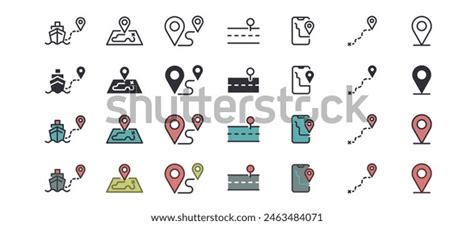 route web icons navigation location map stock vector royalty free