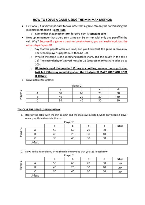 Solving A Game Using Minimax How To Solve A Game Using The Minimax