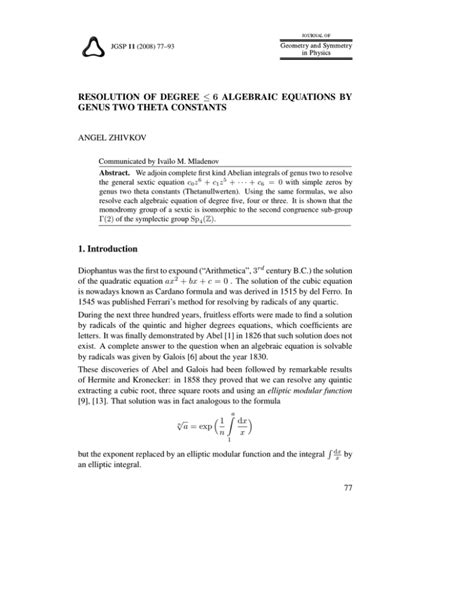 Resolution Of Degree Genus Two Theta Constants Angel Zhivkov