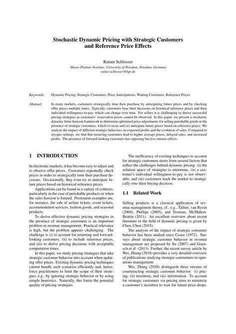 Pdf Stochastic Dynamic Pricing With Strategic Customers And Reference