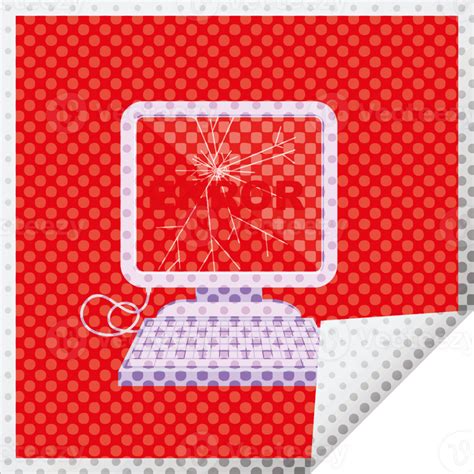 Broken Computer Graphic Illustration Square Sticker 45015864 Png