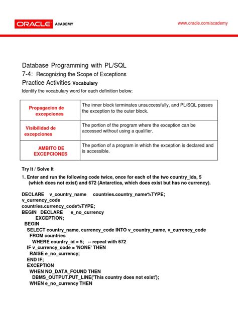 Plsql 7 4 Practice Pdf Databases Software