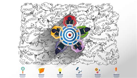 크리에이티브 비즈니스 사고 다트 촬영 인로 인와 드 성공 설정 아이콘 계획 은 창조적 인 작품을 분석 생각 아이디어 개념 벡터 일러스트 인포 그래픽 템플릿 개념에 대한 스톡