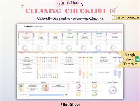 Ultimate Cleaning Checklist Google Sheets Template Mindsheet Co
