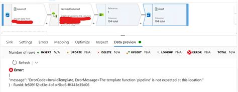 Error During Data Preview At Sink Errorcodeinvalidtemplate Errormessagethe Template