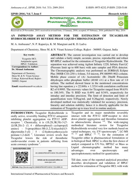 Pdf Development And Validation Of A Uv Spectrophotometric Method For The Determination Of