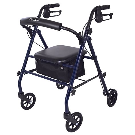 Rolling Walker With Seat 4 Wheel Lightweight Foldable All Terrain