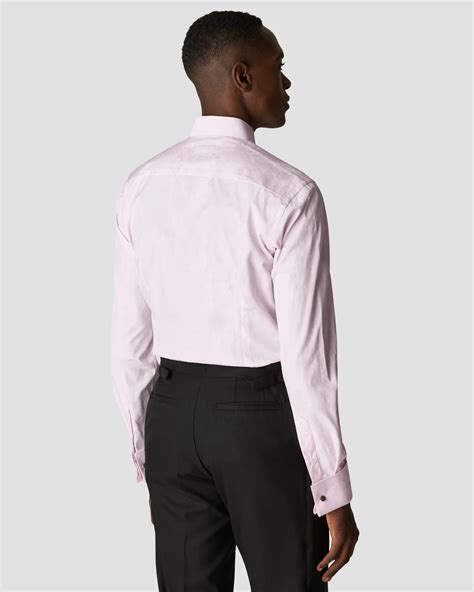 라이트 핑크 플로랄 프린트 자카드 턱시도 셔츠 Eton