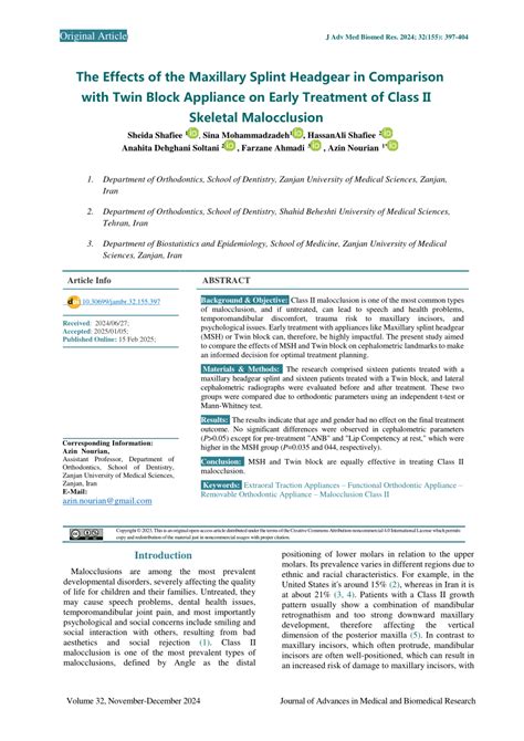 Pdf The Effects Of The Maxillary Splint Headgear In Comparison With Twin Block Appliance On