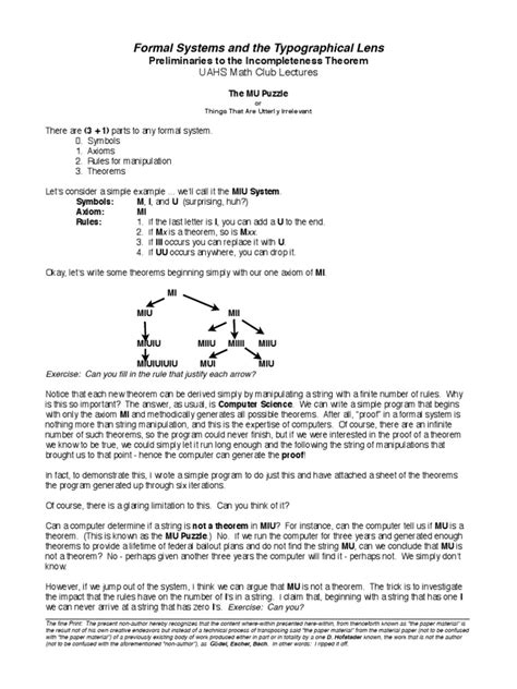 Notes Of Godels Incompleteness Theorem Mathematical Proof Theorem