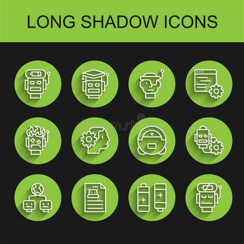 Set Line Artificial Intelligence Technical Specification Robot Low Battery Charge Battery