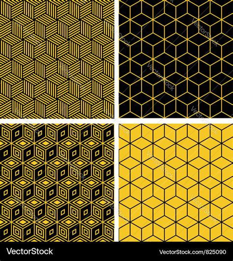 Geometric Pattern Set Hexagonal And Cubic Vector Image