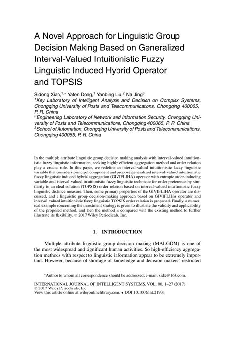 Pdf A Novel Approach For Linguistic Group Decision Making Based On