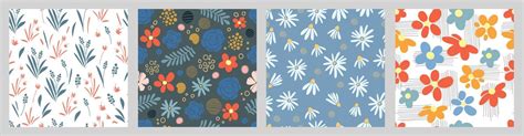 Floral Seamless Patterns Vector Design For Paper Cover Fabric