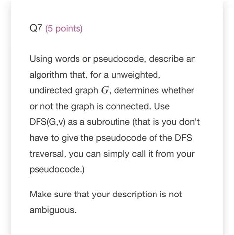 Solved Q7 5 Points Using Words Or Pseudocode Describe An