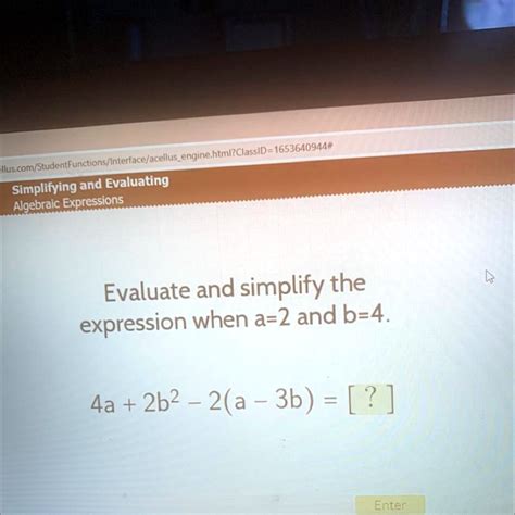 Simplifying And Evaluating Algebraic Expressions Evaluate And Simplify