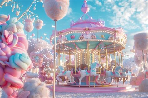 Premium Photo Magical Carousel In A Whimsical Candyland Octane R