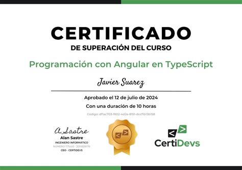 ¡gran Avance Javier Completando El Certificado Angular Certidevs