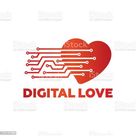 디지털 사랑 로고 템플릿 디자인 벡터 엠블럼 디자인 개념 창조적 인 기호 아이콘 개념에 대한 스톡 벡터 아트 및 기타 이미지