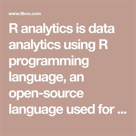 R Analytics Is Data Analytics Using R Programming Language An Open Source Language Used For