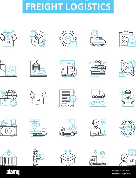 Freight Logistics Vector Line Icons Set Freight Logistics Shipping